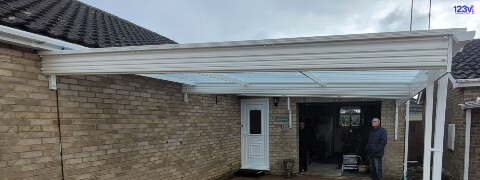 White Lean To Car Canopy with 240mm beam ⓥ | 123v