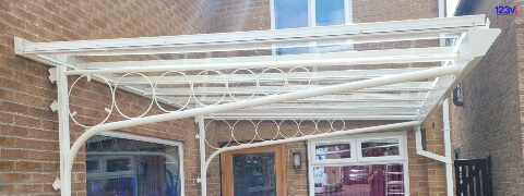 White Glass Veranda with Circle Beams, Witney UK ⓥ | 123v